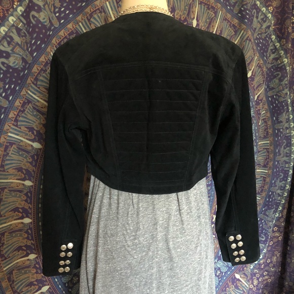 Chia | Jackets & Coats | 9s Vintage Chia Black Suede Crop Silver Jacket Xs | Poshmark